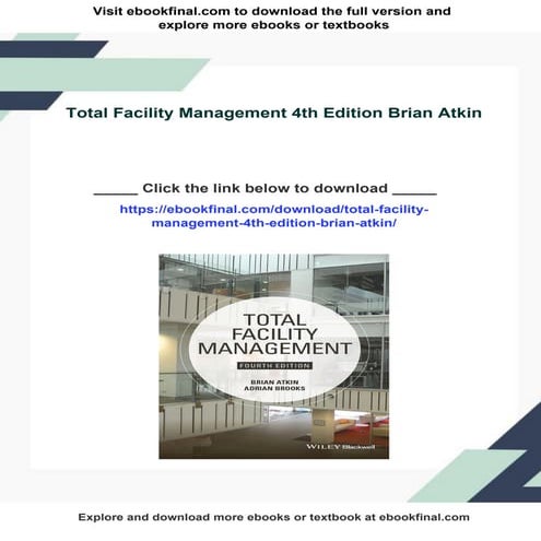 Total Facility Management 4th Edition Brian Atkin | PDF