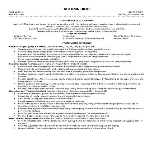 Autumn Hicks Resume | DOC | Office Property | Real Estate