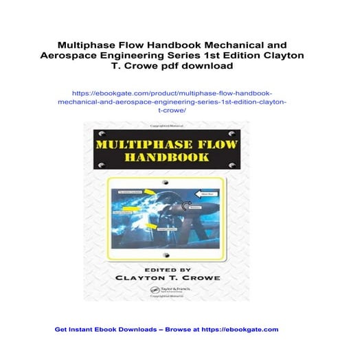 Multiphase Flow Handbook Mechanical and Aerospace Engineering Series ...