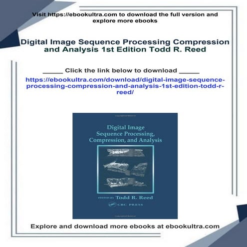 Digital Image Sequence Processing Compression and Analysis 1st Edition Todd R. Reed | PDF
