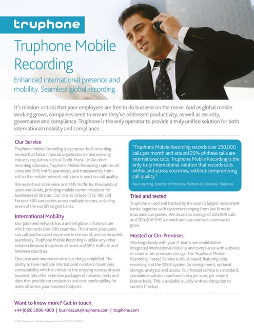 Truphone Mobile Recording - Infographic | PDF