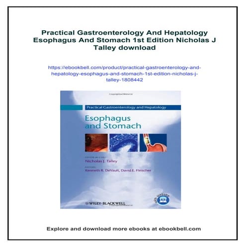 Practical Gastroenterology And Hepatology Esophagus And Stomach 1st Edition Nicholas J Talley | PDF