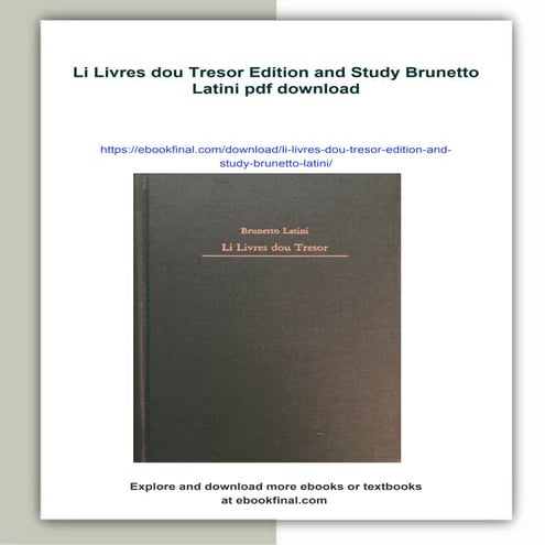 Li Livres dou Tresor Edition and Study Brunetto Latini | PDF
