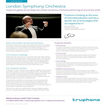 Truphone for Entertainment - London Symphony Orchestra Case Study | PDF