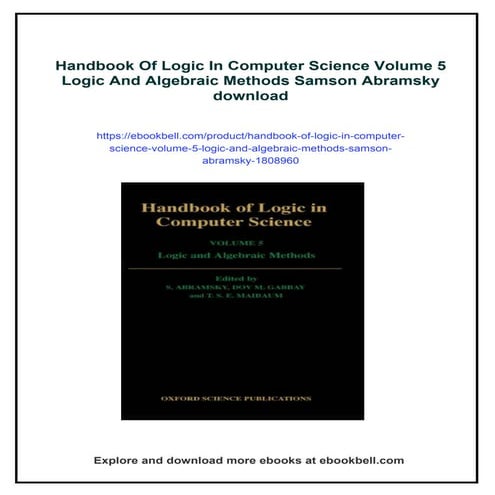 Handbook Of Logic In Computer Science Volume 5 Logic And Algebraic Methods Samson Abramsky | PDF