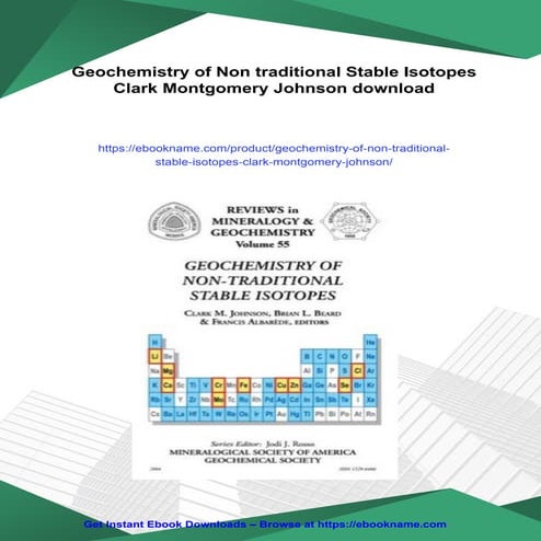 Geochemistry of Non traditional Stable Isotopes Clark Montgomery Johnson | PDF