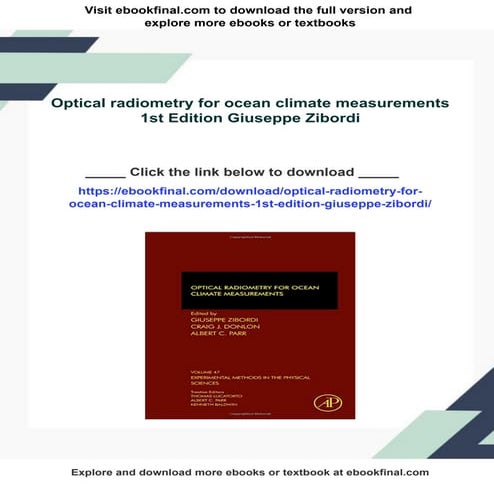 Optical radiometry for ocean climate measurements 1st Edition Giuseppe Zibordi | PDF