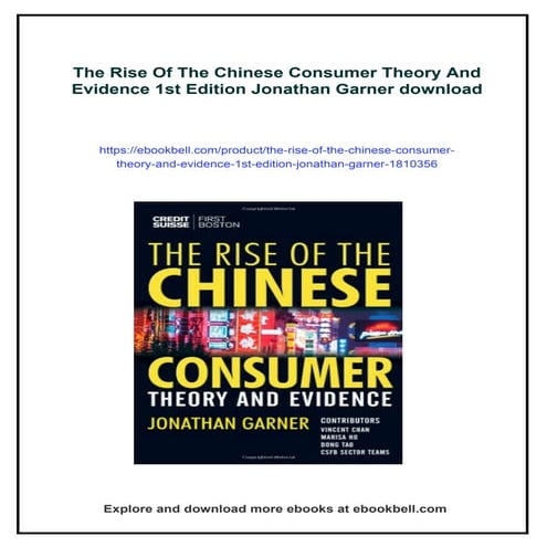 The Rise Of The Chinese Consumer Theory And Evidence 1st Edition ...