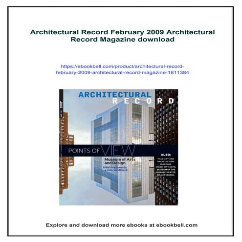 Architectural Record February 2009 Architectural Record Magazine | PDF