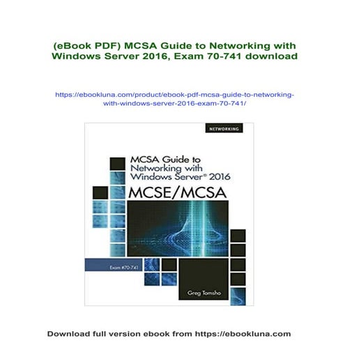 (eBook PDF) MCSA Guide to Networking with Windows Server 2016, Exam 70 ...