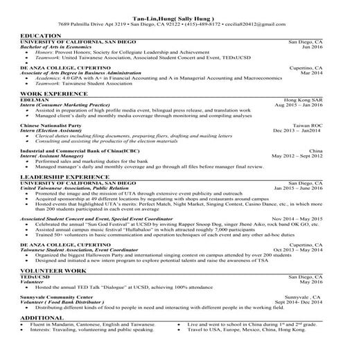 Sally resume. | PDF | College Education | Education