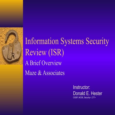 Information Systems Security Review (ISR) 2003 | PPT