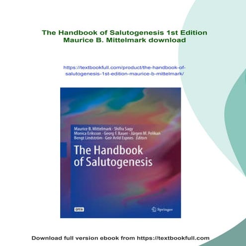 The Handbook of Salutogenesis 1st Edition Maurice B. Mittelmark | PDF