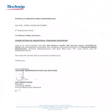 Completion of industrial training | PDF