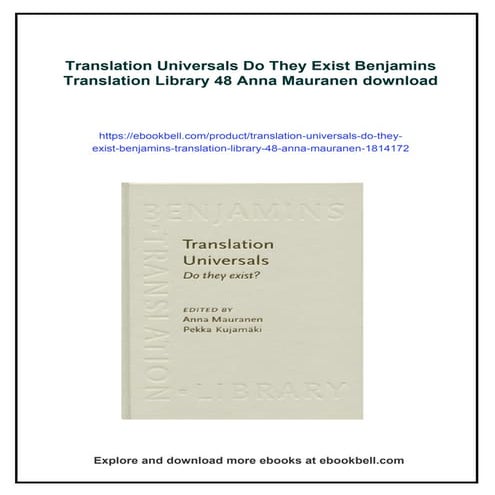 Translation Universals Do They Exist Benjamins Translation Library 48 Anna Mauranen | PDF