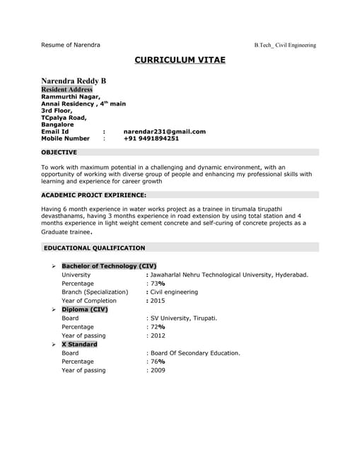 Narendra Resume | PDF