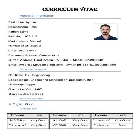 Curriculum Vitae end to start 19-7-2016 | PDF | Construction Industry | Industries
