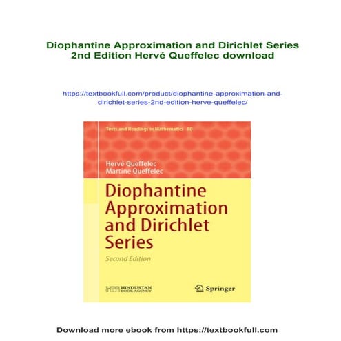 Diophantine Approximation and Dirichlet Series 2nd Edition Hervé ...