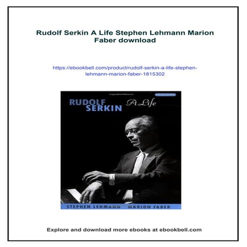 Rudolf Serkin A Life Stephen Lehmann Marion Faber | PDF