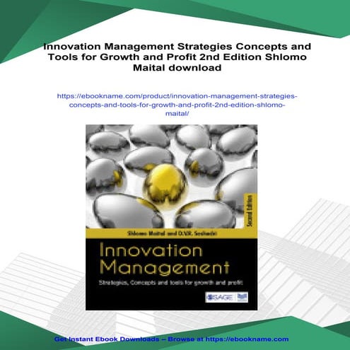 Innovation Management Strategies Concepts and Tools for Growth and Profit 2nd Edition Shlomo ...