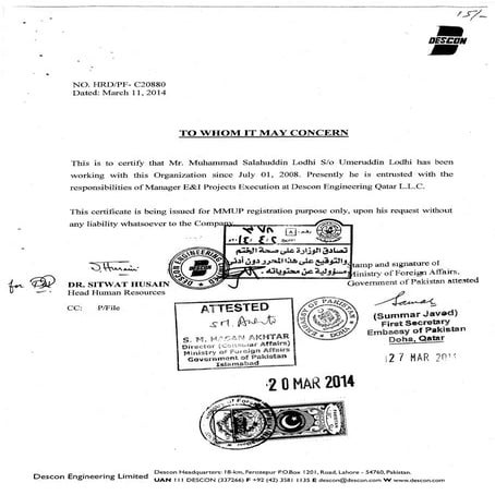 Descon Corporate Exp. Cert. | PDF