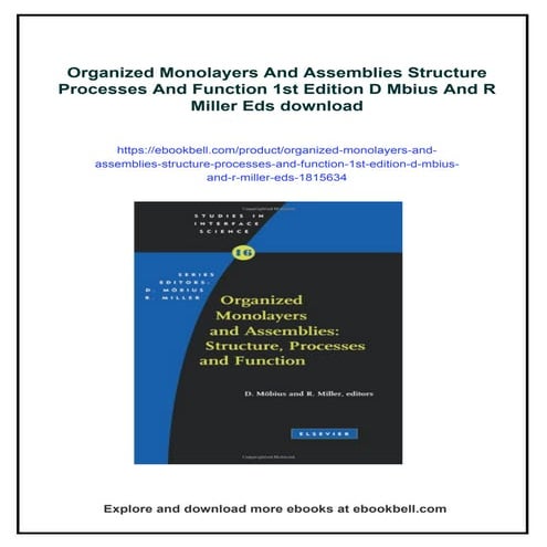 Organized Monolayers And Assemblies Structure Processes And Function ...