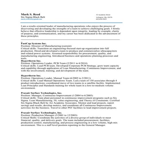 Mark Reed Resume 2016 | DOC