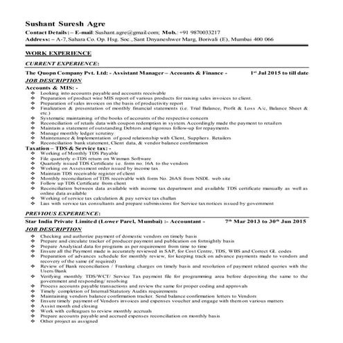 CV - Sushant Agre | DOCX
