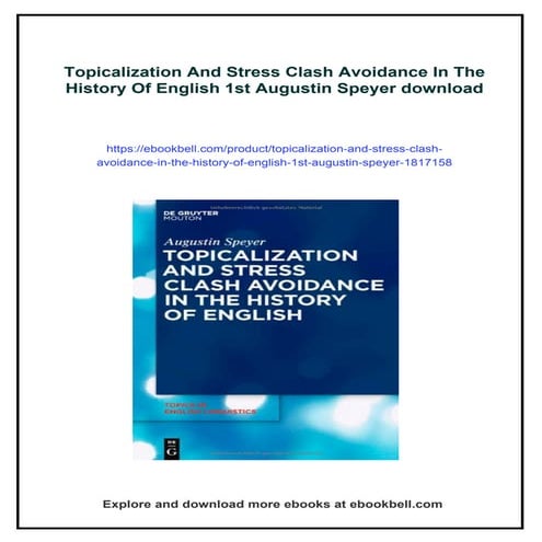 Topicalization And Stress Clash Avoidance In The History Of English 1st ...
