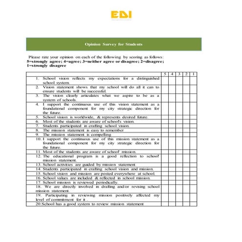 Vision & mission survey | DOCX