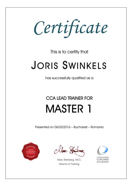 Credential_Certificate PCC Joris Swinkels | PPT