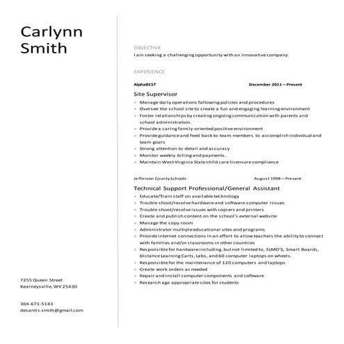 Carlynn Smith_Resume | DOCX | Education