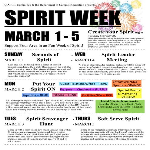 SPIRIT WEEK FLYER PDF | PDF