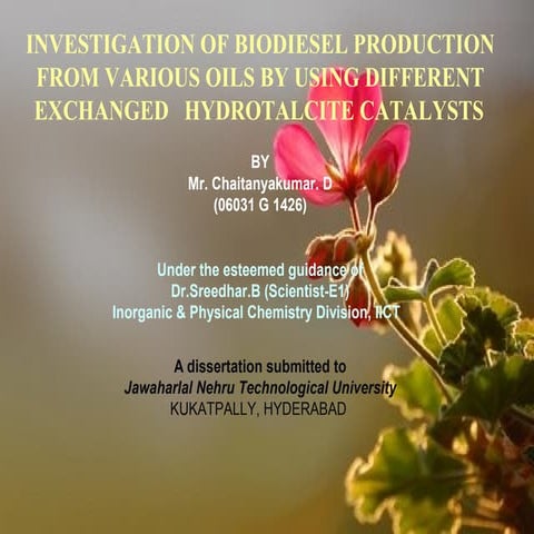 Biodiesel production from various oils | PPT