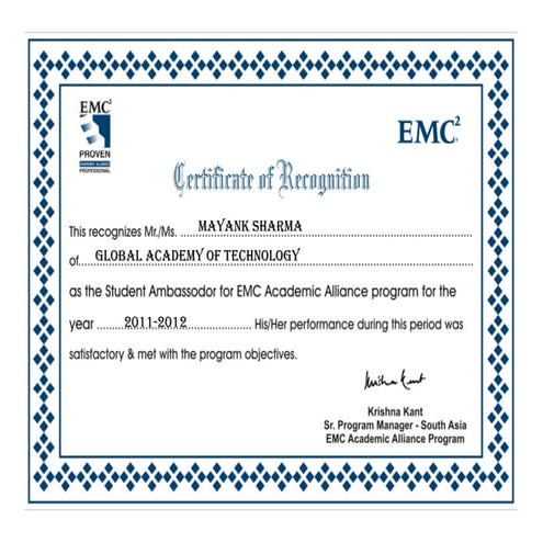 Student Ambassador Certificate Mayank Sharma1 | PDF | Education