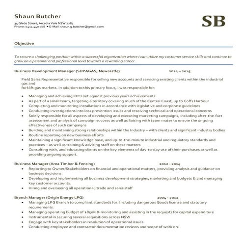Shaun Butcher RESUME | PDF