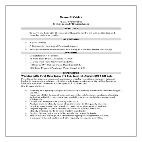 Resume_Reena | PDF