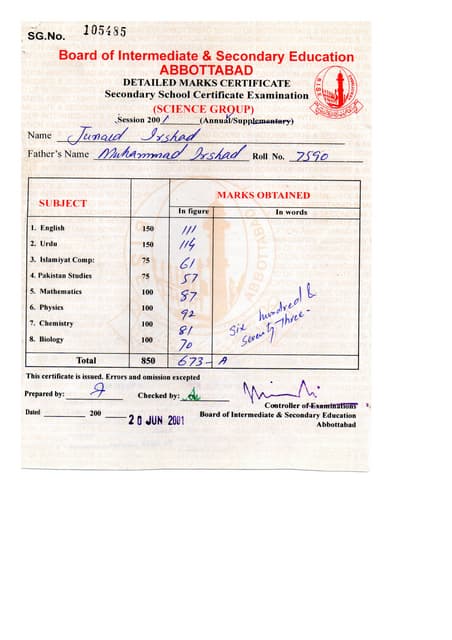 inter result card | PDF | Education