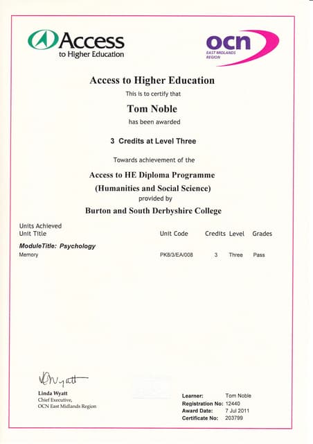 NOCN lvl 2 Progression (QCF) | PDF