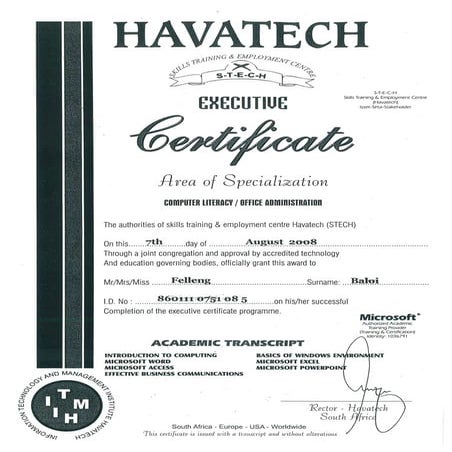 Office Admin Certificate | PDF