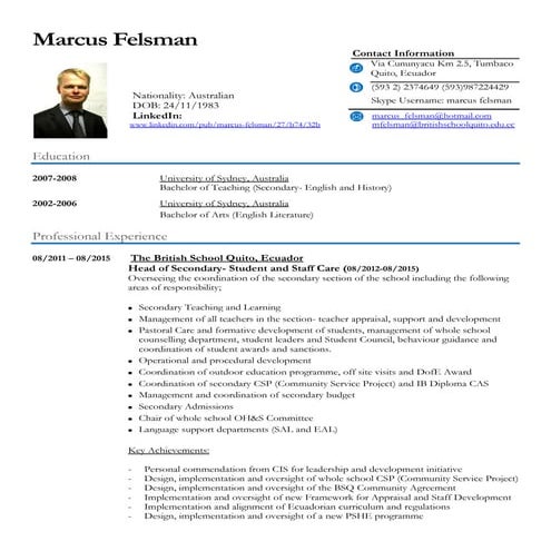 Marcus Felsman CV | PDF