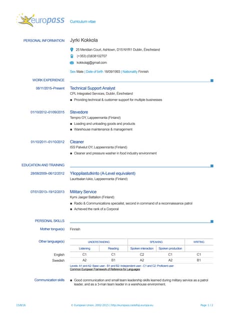 Cian Dillon CV | PDF