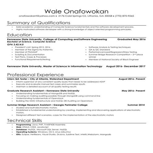 Resume 2016-Olawale Onafowokan 2 | PDF