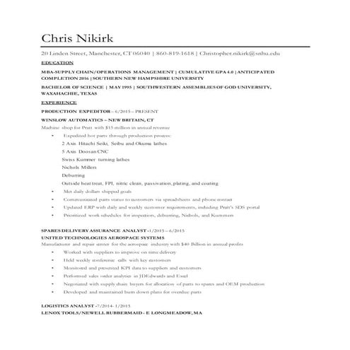 Christopher_Nikirk | DOCX | Manufacturing Industry | Industries
