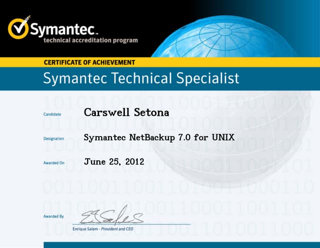 Symantec Netbackup 70 For Unix Ppt 8825
