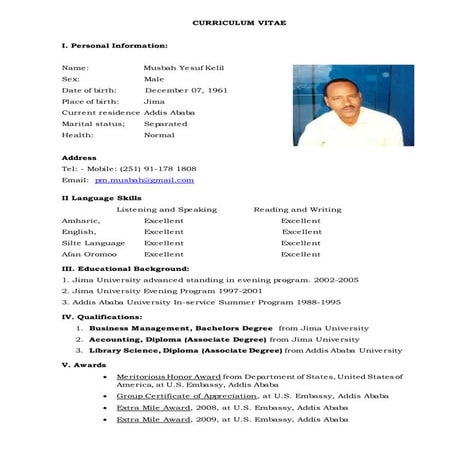 1Musbah Yesuf Kelil CV with summary | DOCX