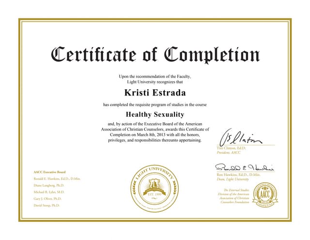 Healthy Sex Certificate Ppt