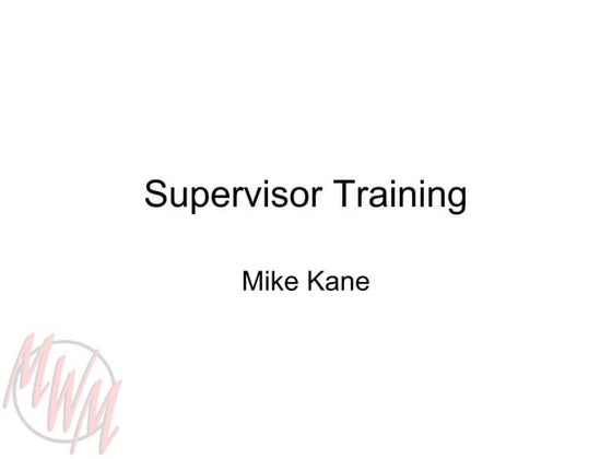 First Level Supervisor Training | PPT