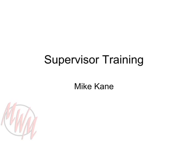 Training and development of supervisor | PPTX