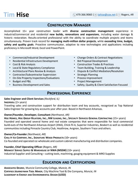 Richard Gerdes Resume 2016 (1) | PDF | Civil Engineering Industry ...